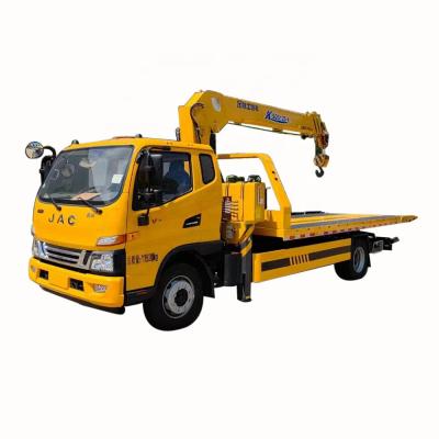 China 4 * 2 JAC  6 Tons   Wrecker With  5 Tons  Crane   Tow Truck   With 5 Tons 4 Section Arm Crane for sale