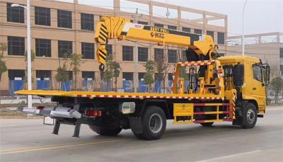 China China Made Self Loader Flat Bed Tow Truck 10 Tons Tow Truck Wrecker With Crane for sale