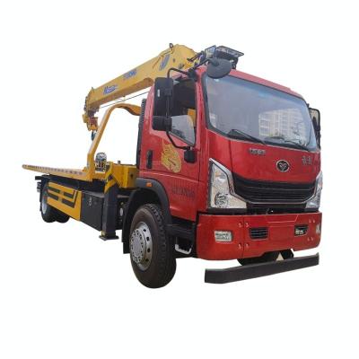 China 4 * 2 SINOTRUK 10 Tons Plate Tractor With 4 Sections 8 Tons Crane/tilt Tray Towing With  8 Tons Crane for sale