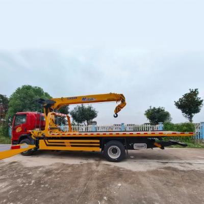 China 4 * 2 SINOTRUK 10 Tons Plate Tractor With 4 Sections 8 Tons Crane/tilt Tray Towing With  8 Tons Crane for sale