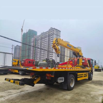 China 4 * 2 SINOTRUK 10 Tons Plate Tractor With 4 Sections 8 Tons Crane/tilt Tray Towing With  8 Tons Crane for sale