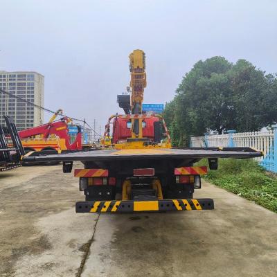 China 4 * 2 SINOTRUK 10 Tons Plate Tractor With 4 Sections 8 Tons Crane/tilt Tray Towing With  8 Tons Crane for sale