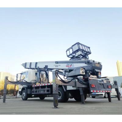 China Customized New Type HOWO 45Meters  51 Meters Ladder Aerial Platform Truck With 6 Hydraulic Leg Remote Control Systern for sale