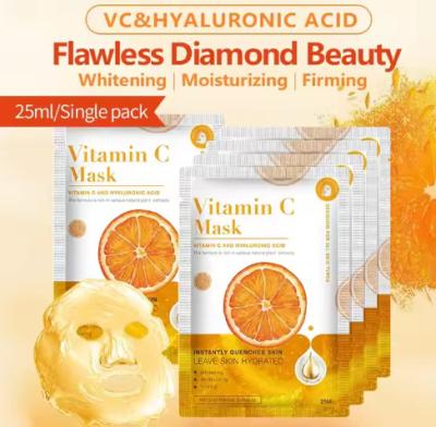 China Popular Vitamin C Mask Cosmetics Factory Manufacturer Whitening Facial Mask Hydrating Natural Organic Vc Face Facial Sheet Mask for sale