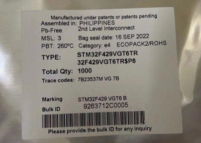 China STM32F429VGT6TR 32Bit Single Core Microcontroller IC 100LQFP Integrated Circuit Chip for sale
