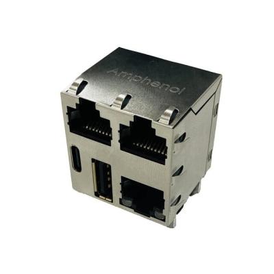 China RJE7G58814A112 Connectors Modular Jack Combo Conenctor 8POS Combo-Stacked Connector for sale