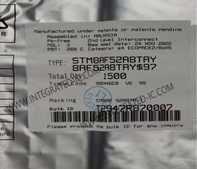 China STM8AF52A8TAY Microcontroller MCU 8Bit Microcontrollers 24MHz Automotive 8Bit MCU for sale