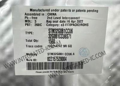 China Microcontroller MCU STM32G0B1CCU6 enig-Kern Ingebedde Microcontrollers IC Te koop