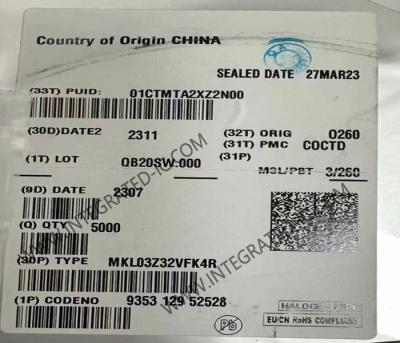 China MKL03Z32VFK4R 32Bit MCU with 48 MHz Clock Speed 22 I/O and 2 kB RAM Kinetis KL03 Microcontroller for sale