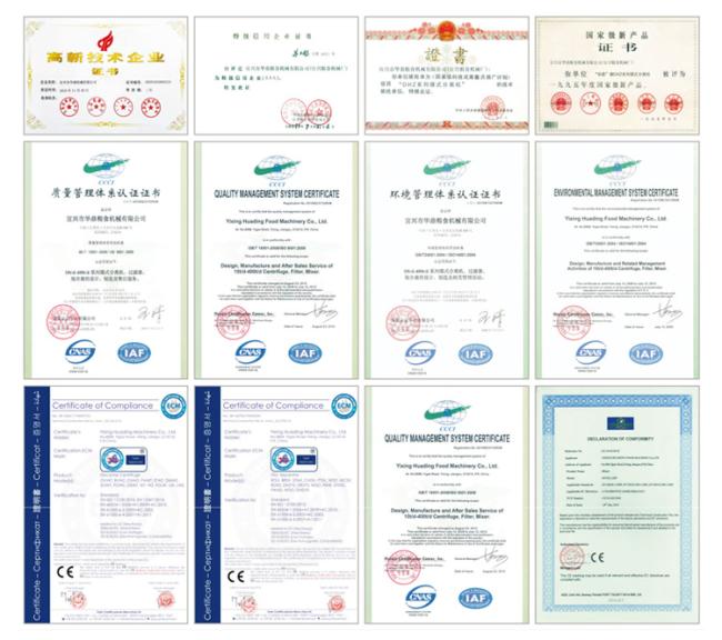 Huading Separator quality certificates