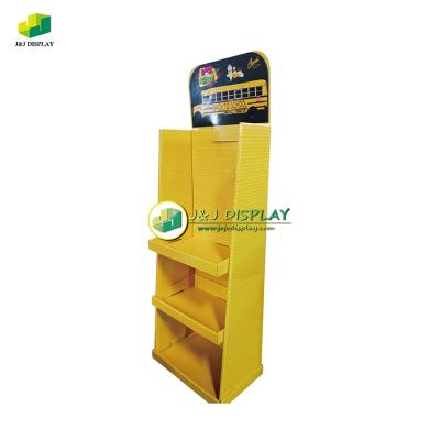 China Corrugated Cardboard Double E Floor Display Racks Foldable for Retail Promotion for sale