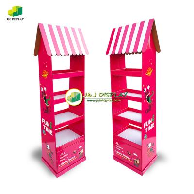 China Corrugated Paper Pop Floor Display Stand Foldable for Store Advertising Exhibition for sale