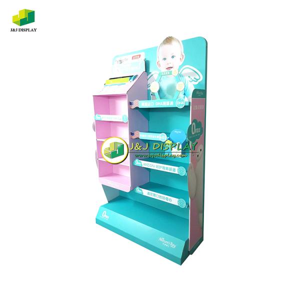 Quality Corrugated Cardboard Retail Floor Display Recyclable Foldable For Baby Care Product for sale