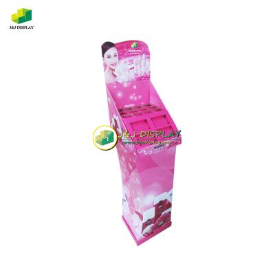 China Make Up Products Paper Dump Bin Retail Foldable POS Knock Down Display for sale