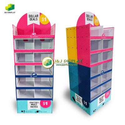 China Double Sided Cardboard Display Units POP Floor Display Foldable For Stationery / Gifts for sale