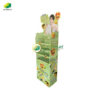 China Chewing Gum Cardboard Display Units Food Floor Display Stands for sale