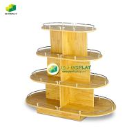 Quality Four Sides Wooden Display Stand Heavy Duty Supermarket Racks POS for sale