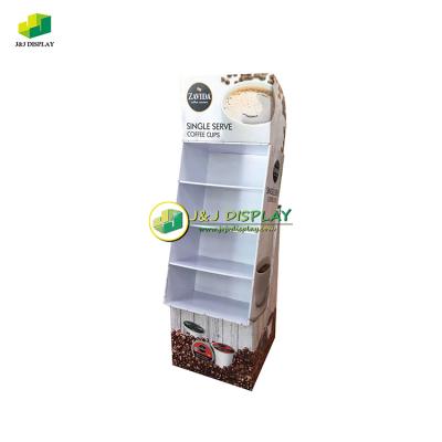 China High Impact Coffee Floor Display Stands Retail Knock Down Shelves Foldable for sale