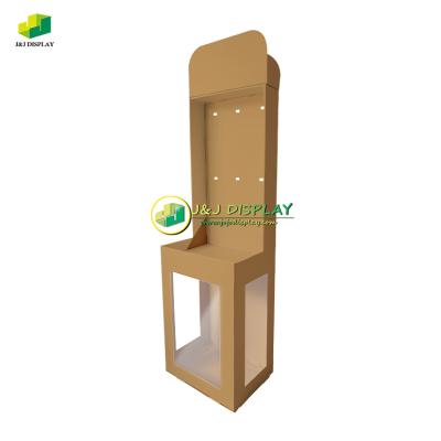 China Knock Down Unit Flooring Recyclable Knock Down Shelves Displaying Corrugated Board Cardboard Floor Display Stand For Stationery, Skin Care, Outdoor Accessories Items for sale