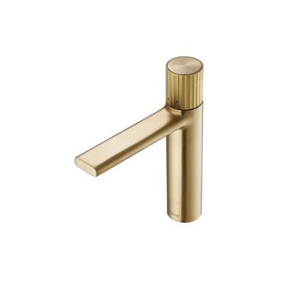 China Polished Single Handle Basin Faucet Countertop Mount Gold for sale