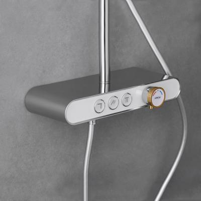 China Chrome Hand Shower Mixer Set Shower Systems With Rain Shower Head 3 Functions Handheld for sale