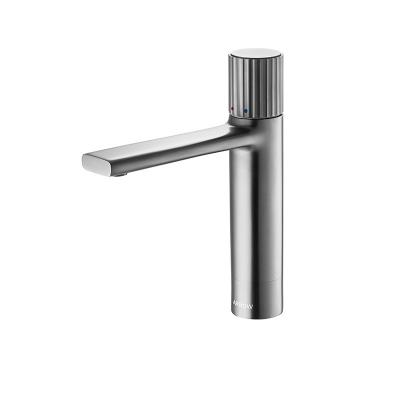 China 30mm Ceramic Cartridge Brass Grey Basin Mixer Faucet For Washroom for sale