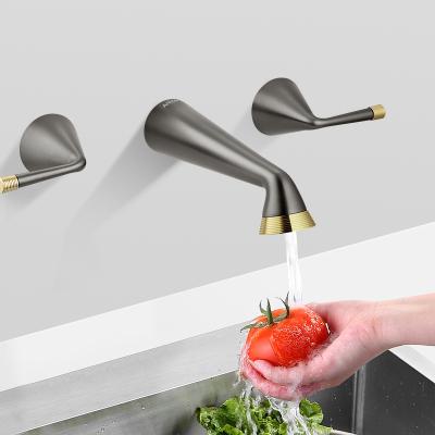 China ARROW Gun Gray Modern Wall Mounted Basin Mixer Faucet with 5 Year Warranty and Solid Brass 59 Construction for sale