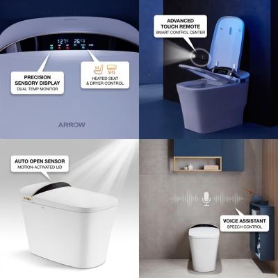 China ARROW AS2001 One Piece Smart WC Voice Control Auto Open & Close Heated Seat Bathroom Sanitary for sale