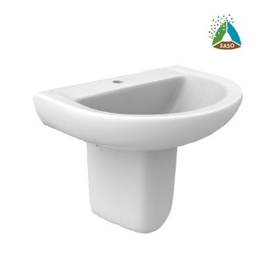China SASO Semi Freestanding Pedestal Basin Wall Hang With Overflow Sanitary Ware for sale