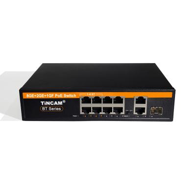 China 11 Port Gigabit BT PoE Switch 8 PoE++ Ports 2 RJ45 Uplink 1 SFP Uplink IEEE 802.3af at bt AI Watchdog VLAN 250m Extend 120W TBC-PSD5111N12-3PF for sale
