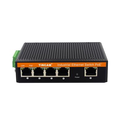 China TiNCAM 5 Port Industrial Ethernet Switch PoE Switch 10/100Mbps Unmanaged DIN Rail Wide Voltage DC12-57V -40°C to 80°C TBC-GFS2305/TBC-GFPS2305 for sale