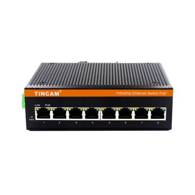 China TiNCAM 8 Port Industrial Ethernet Switch & PoE Switch 100Mbps Unmanaged DIN Rail Mount Wide Voltage DC12-57V -40°C to 85°C TBC-GFS2308/TBC-GFPS2308 for sale