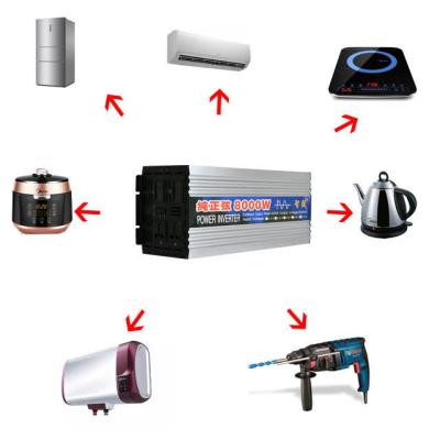 Cina China Supplier 8kw DC 12V 24V 48V 60V To AC 220V 50Hz Pure Sine Wave off grid Inverter 8000W in vendita