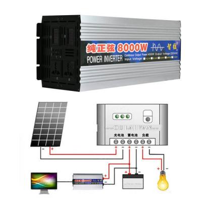 Cina China Supplier 8kw DC 12V 24V 48V 60V To AC 220V 50Hz Pure Sine Wave off grid Inverter 8000W in vendita