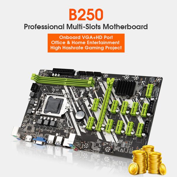 ETH Mining B250 Asic Miner Parts LGA 1151 ETH 12 Gpu Mining Motherboard