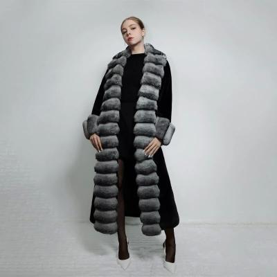 China Womens Winter Fake Fur Coat Faux Fur Trim Coat Cardigan With Inner Lining Hidden Hook Clasps for sale