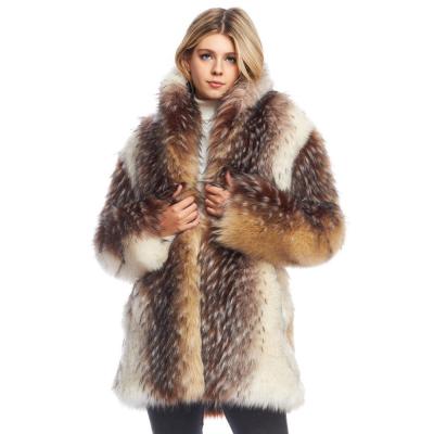China Thick Arctic Wolf Shawl Faux Fur Coat for sale
