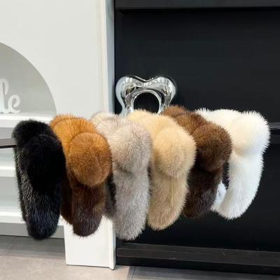 China Fuzzy Bear Ear Faux Fur Headband for sale