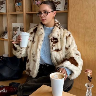 China Women’s Cow Faux Fur Jacket for sale