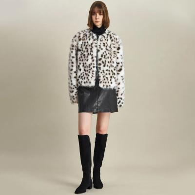 China Premium Faux Fur Snow Leopard Jacket for sale