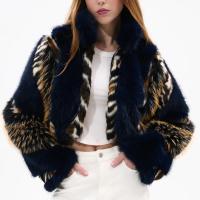 China Patchwork style Navy Faux Fur Jacket for sale