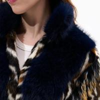 China Patchwork style Navy Faux Fur Jacket for sale