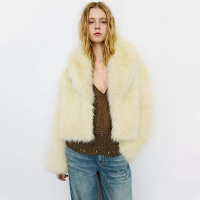 China Light Yellow Short Faux Fur Jacket for sale