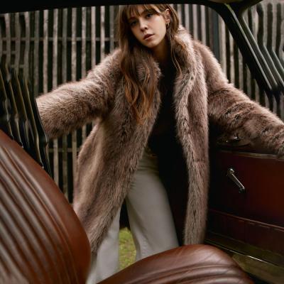 China Neutral Faux Fur Long Coat for sale