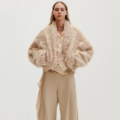 China Persian Lamb Fur Trimmed Jacket for sale