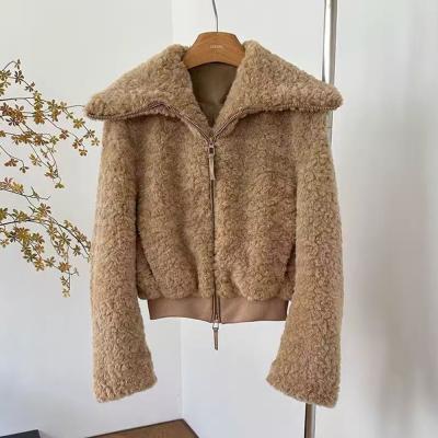 China Large Lapel Faux Fur Zipper Jacket for sale