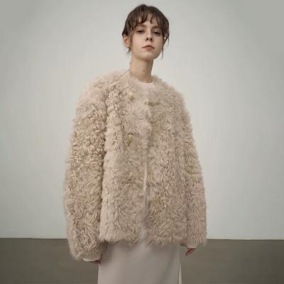 China Horn Button Faux Tuscan Fur Coat for sale
