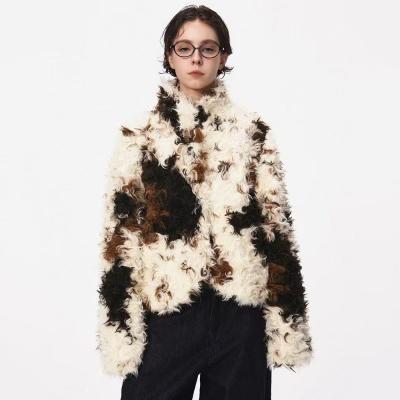 China Curly Cow Faux Lamb Fur Jacket for sale