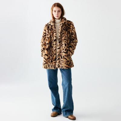 China Retro Leopard Print Faux Fur Peggy Coat for sale