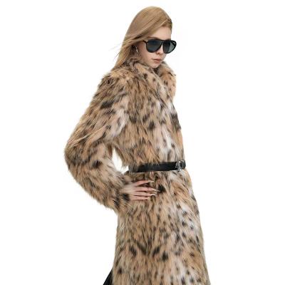 China Leopard Cat Shawl Fruit Collar Long Coat for sale